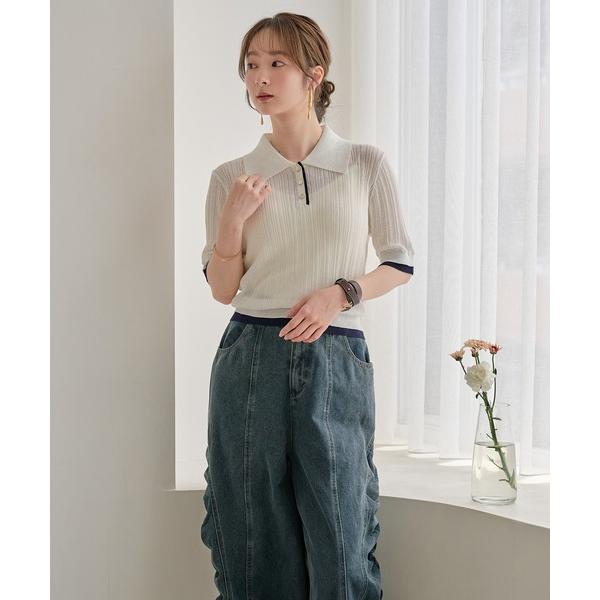ZOZO問い合わせ番号:107543708ショップ:mideal，マイディールブランド:mideal，マイディール商品名:layered sheer polo / レイヤードシアーポロカテゴリ:トップス>ニット/セーターブランド品番:...