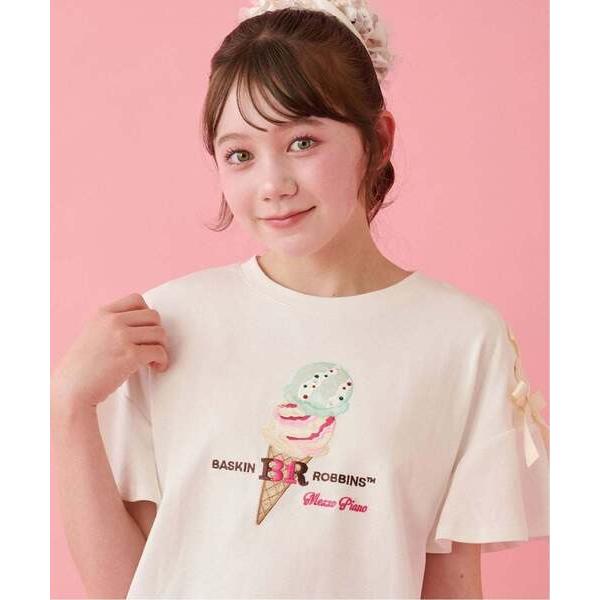 ZOZO問い合わせ番号:107579478ショップ:NARUMIYA ONLINE，ナルミヤ オンラインブランド:mezzo piano Junior，メゾピアノジュニア商品名:【サーティワン アイスクリーム】【接触冷感】袖レースアップTシ...