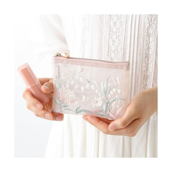 ZOZO問い合わせ番号:107651537ショップ:Francfranc，フランフランブランド:Francfranc，フランフラン商品名:メッシュ エンブロイダリー ミニフラットポーチ ピンク 化粧ポーチ コスメ収納 コンパクトカテゴリ:財...
