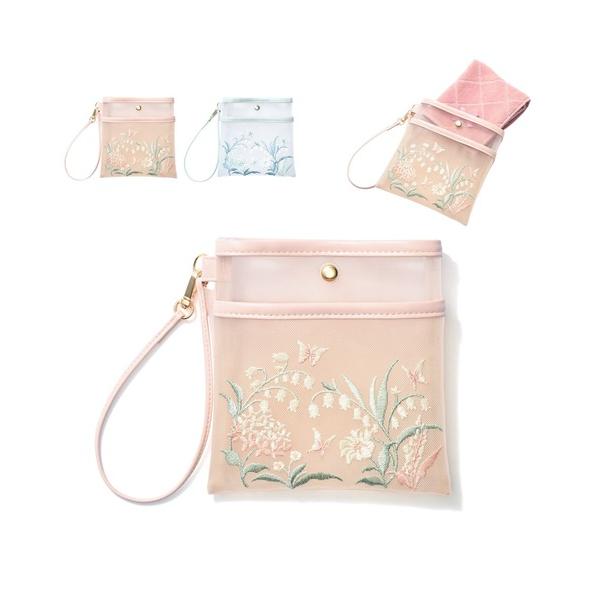 ZOZO問い合わせ番号:107651558ショップ:Francfranc，フランフランブランド:Francfranc，フランフラン商品名:メッシュ エンブロイダリー ハンカチポーチ ピンク ハンカチケースカテゴリ:財布/小物>ポーチブ...