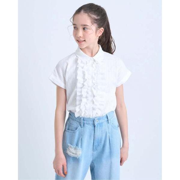 『セール実施中』ZOZO問い合わせ番号:107687204ショップ:NARUMIYA ONLINE，ナルミヤ オンラインブランド:pom ponette junior，ポンポネットジュニア商品名:ラッフルブラウスカテゴリ:トップス>シ...