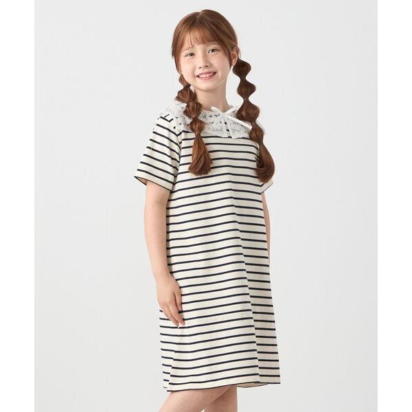 ZOZO問い合わせ番号:107687367ショップ:SHIPS KIDS，シップス キッズブランド:SHIPS any，シップス エニィ，SHIPS，シップス商品名:SHIPS any: レース カラー リボン 半袖 Tシャツ ワンピース ...
