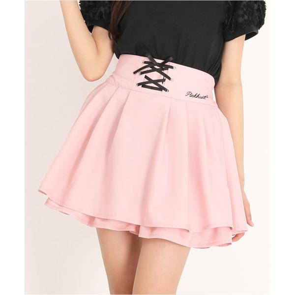 ZOZO問い合わせ番号:107724200ショップ:BABYDOLL，ベビードールブランド:PINKHUNT，ピンクハント商品名:PINKHUNT レースアップスカート風ショートパンツ 1830Kカテゴリ:パンツ>その他パンツブランド...