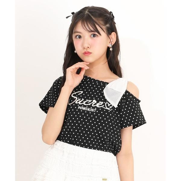 ZOZO問い合わせ番号:107724201ショップ:BABYDOLL，ベビードールブランド:PINKHUNT，ピンクハント商品名:PINKHUNT ワンショルリボンTシャツ 1831Kカテゴリ:トップス>Tシャツ/カットソーブランド品...