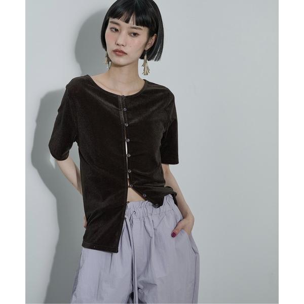 ZOZO問い合わせ番号:107724344ショップ:Auntie Rosa，アンティローザブランド:THE YOn，ザヨン商品名:2WAYシアーベロアハーフスリーブカーデカテゴリ:トップス>Tシャツ/カットソーブランド品番:TY000...