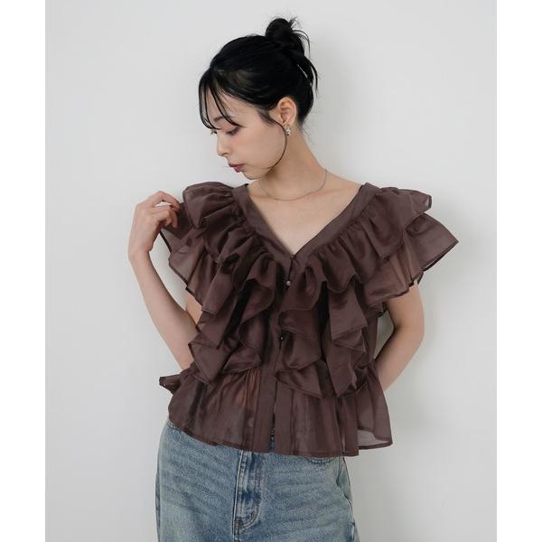 ZOZO問い合わせ番号:107724959ショップ:LIAN，リアンブランド:LIAN，リアン商品名:シアーフリルノースリーブブラウスカテゴリ:トップス>シャツ/ブラウスブランド品番:244-481R3521/244-481R3521...