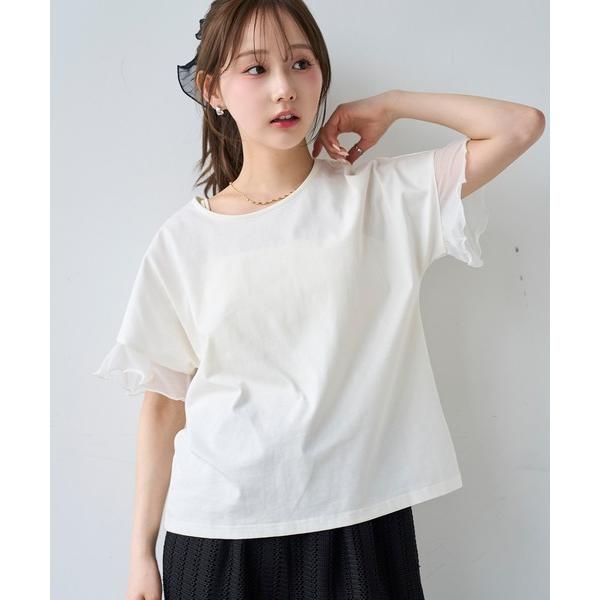 ZOZO問い合わせ番号:107725192ショップ:Auntie Rosa，アンティローザブランド:mil，ミル商品名:袖シアー フリル 半袖 Tシャツ 【587217】カテゴリ:トップス>Tシャツ/カットソーブランド品番:MXANR...