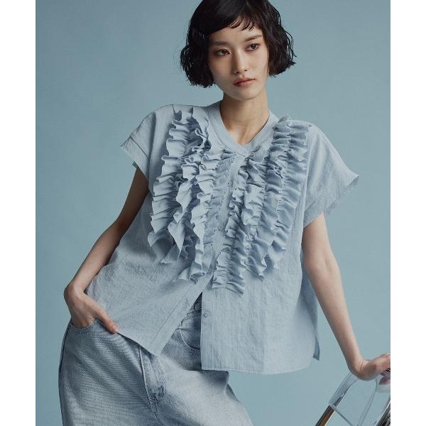 ZOZO問い合わせ番号:107725239ショップ:ECHEL，エシェルブランド:W:Huku，フーク商品名:ミックスガーゼボリュームフリルノースリーブブラウス / Mixed-Gauze Voluminous Frill Sleevele...