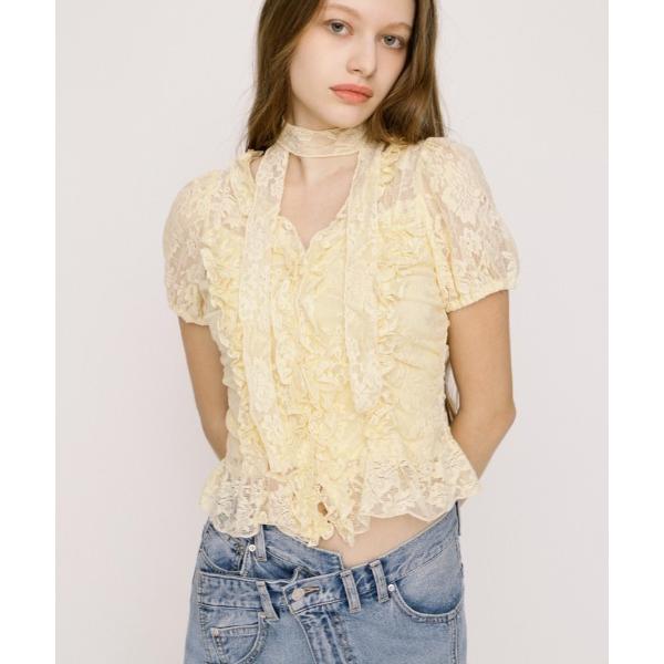 ZOZO問い合わせ番号:107726906ショップ:SLY，スライブランド:SLY，スライ商品名:FRILL LACE ZIP UP TOPS フリルレースジップアップトップス 夏服カテゴリ:トップス>シャツ/ブラウスブランド品番:0...