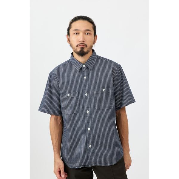 ZOZO問い合わせ番号:107765041ショップ:ability，アビリティブランド:BIG MIKE，ビッグマイク，ability，アビリティ商品名:BIG MIKE ビックマイク ヒッコリー ストライプ 半袖ワークシャツ 日本製 //...