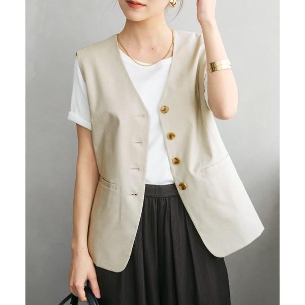 ZOZO問い合わせ番号:107765089ショップ:COHINA STORE，コヒナストアブランド:COHINA，コヒナ商品名:ポリエステルリネンスラブジレ 【低身長・小柄女性】カテゴリ:トップス>ベストブランド品番:CID0021素...