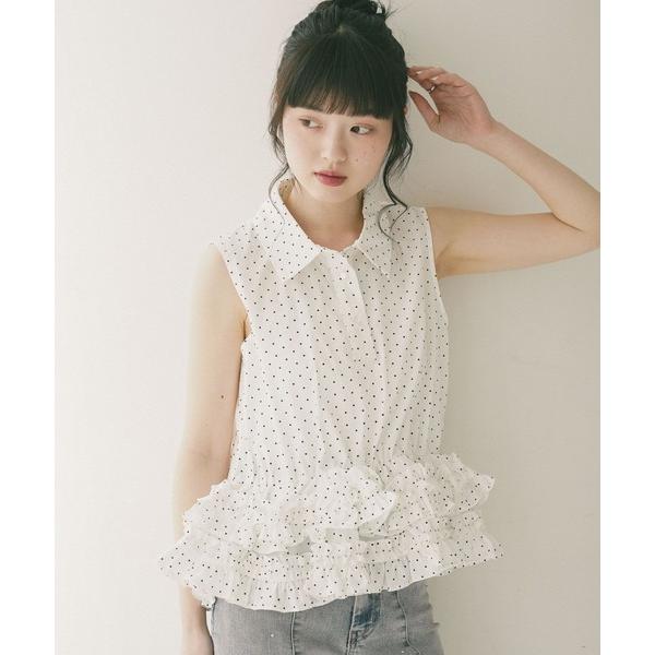 ZOZO問い合わせ番号:107765100ショップ:Heather，ヘザーブランド:Heather，ヘザー商品名:ボリュームフリルヘムノースリーブブラウス　814787カテゴリ:トップス>シャツ/ブラウスブランド品番:814787素材...