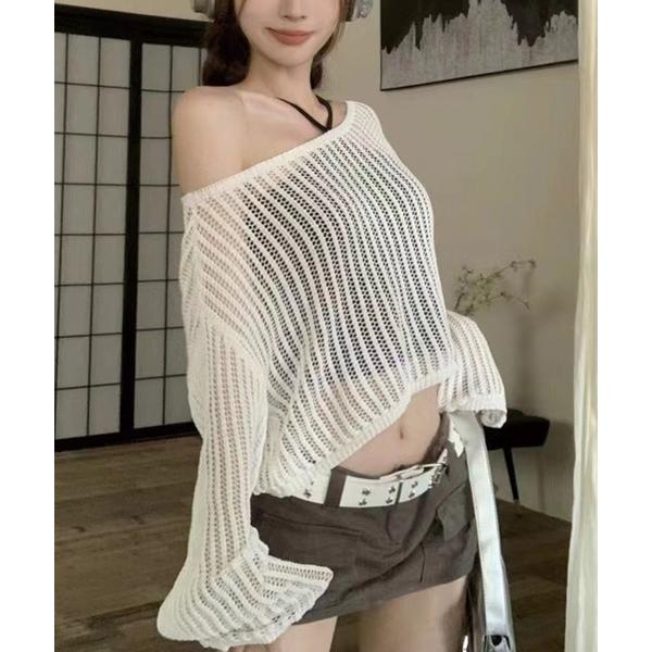ZOZO問い合わせ番号:107765174ショップ:Ada.，エイダブランド:ADDITION STORE，アディションストア，VQ，ブイキュー商品名:＼キャミやホルターネックに合わせて♪／メッシュクロシェ ボートネック プルオーバーカテゴ...