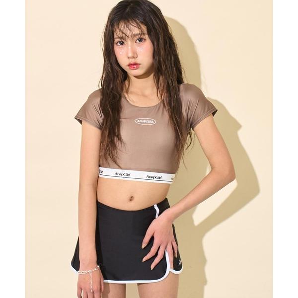 ※このアイテムは返品・交換対象外商品です。ZOZO問い合わせ番号:107766101ショップ:ANAP，アナップブランド:ANAP GiRL，アナップガール商品名:ギンガム 無地ロゴ 半袖 タンキニ 水着カテゴリ:水着/着物・浴衣>水...