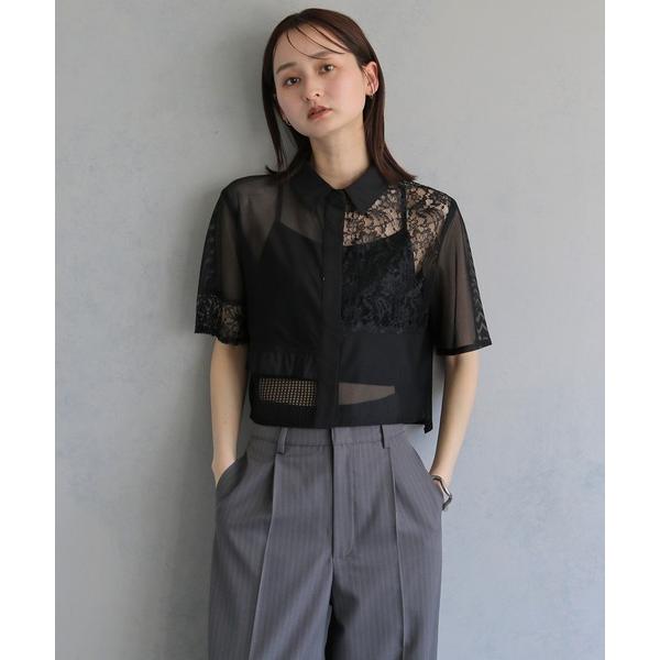 ZOZO問い合わせ番号:107766798ショップ:unit lab，ユニットラボブランド:&amp;g'aime，アンジェム商品名:【＆ｇ'aime 】MIXレースクロップドシャツ　Mixed Lace Cropped Shirtカテゴリ...