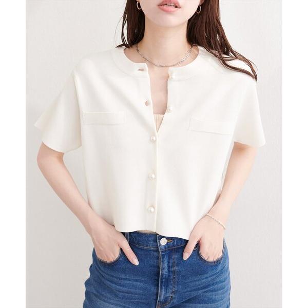 『タイムセール実施中』ZOZO問い合わせ番号:107767605ショップ:natural couture，ナチュラルクチュールブランド:natural couture，ナチュラルクチュール商品名:パール釦半袖ニットカーディガンカテゴリ:トッ...