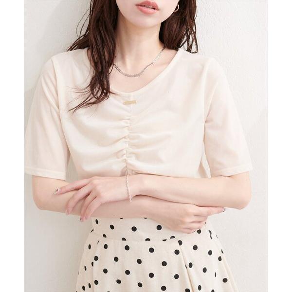 ZOZO問い合わせ番号:107767606ショップ:natural couture，ナチュラルクチュールブランド:natural couture，ナチュラルクチュール商品名:シアーベロアギャザーＴカテゴリ:トップス>Tシャツ/カットソ...