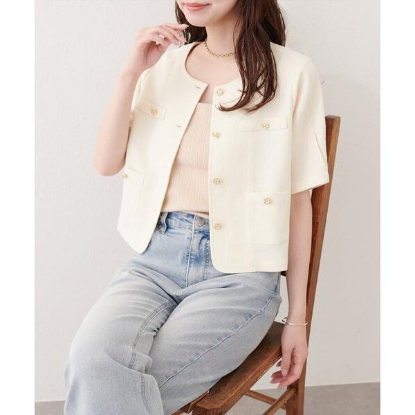 ZOZO問い合わせ番号:107767607ショップ:natural couture，ナチュラルクチュールブランド:natural couture，ナチュラルクチュール商品名:ツイード半袖ジャケットカテゴリ:ジャケット/アウター>ノーカ...