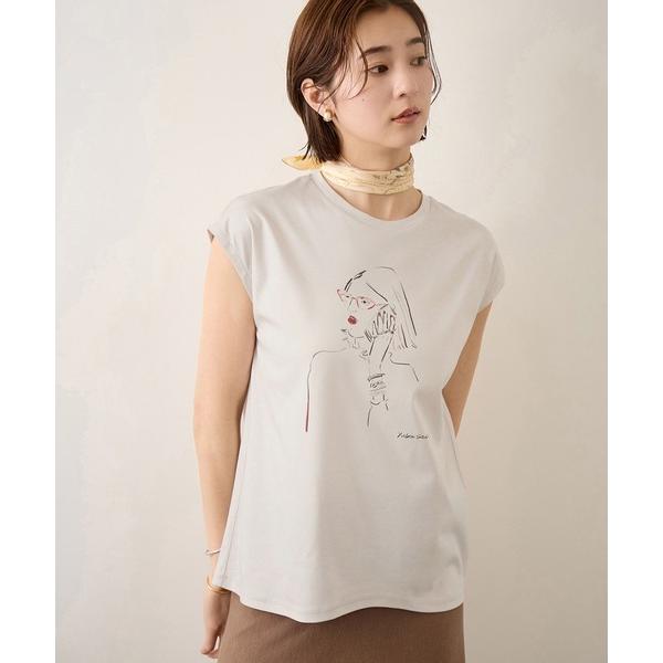 ZOZO問い合わせ番号:107767827ショップ:ROPE'，ロぺブランド:ROPE'，ロペ商品名:【YUKO SAEKI for ROPE’・コラボレーション】フレンチスリーブプリントTシャツ/イージーケアカテゴリ:トップス>Tシ...