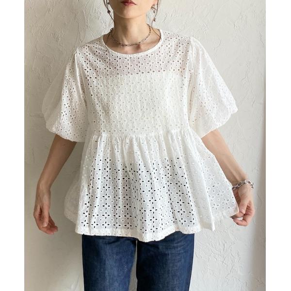 『タイムセール実施中』ZOZO問い合わせ番号:107877203ショップ:wears，ウェアーズブランド:She's Closet，シーズクローゼット商品名:スカラップレース 半袖 ボリューム袖 パフスリーブ ペプラムブラウスカテゴリ:トッ...