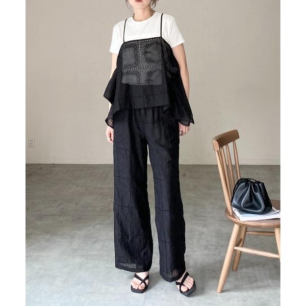 『タイムセール実施中』ZOZO問い合わせ番号:107877287ショップ:wears，ウェアーズブランド:She's Closet，シーズクローゼット商品名:花柄 刺繍 レース エンブロイダリー キャミソール ビスチェ ワイドパンツ セット...