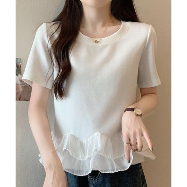 ZOZO問い合わせ番号:107878320ショップ:tocco closet／&amp;. NOSTALGIA，トッコ　クローゼット　／　アンドドットノスタルジアブランド:deux amour，ドゥーザムール商品名:すそフリルクルーネックT...