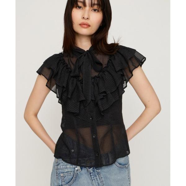 ZOZO問い合わせ番号:107957011ショップ:SLY，スライブランド:SLY，スライ商品名:FRILL RIBBON BLOUSE フリルリボンブラウス 夏服カテゴリ:トップス>シャツ/ブラウスブランド品番:030JST30-4...