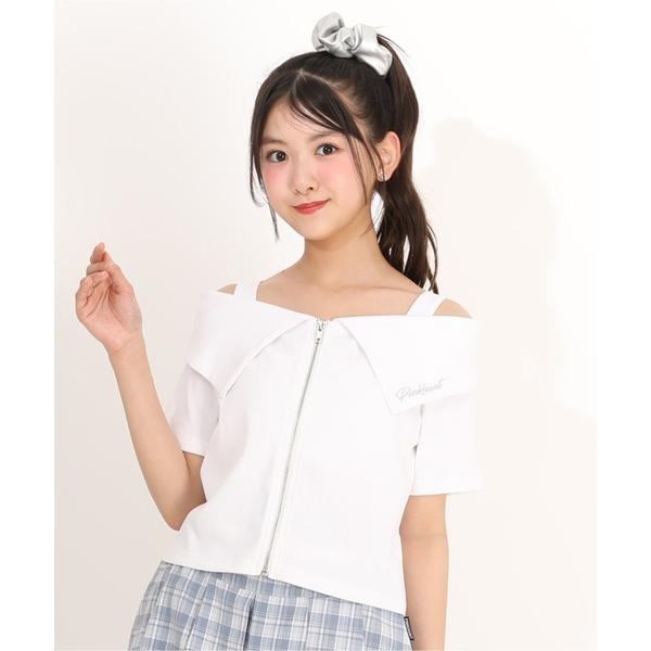 ZOZO問い合わせ番号:107958657ショップ:BABYDOLL，ベビードールブランド:PINKHUNT，ピンクハント商品名:PINKHUNT 前ジップオフショルTシャツ1824Kカテゴリ:トップス>Tシャツ/カットソーブランド品...