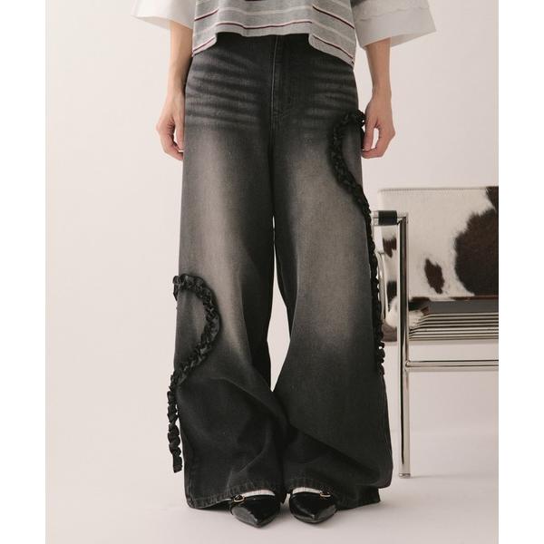 ZOZO問い合わせ番号:107959022ショップ:mideal，マイディールブランド:loin nuit，ロワンニュイ商品名:heart frill design denim / ハートフリルデザインデニムカテゴリ:パンツ>デニムパ...