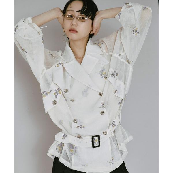 ZOZO問い合わせ番号:107959633ショップ:Ezick，エジックブランド:Ezick，エジック商品名:Embroidery sheer midi trench coat/刺繍シアートレンチコートカテゴリ:ジャケット/アウター>...