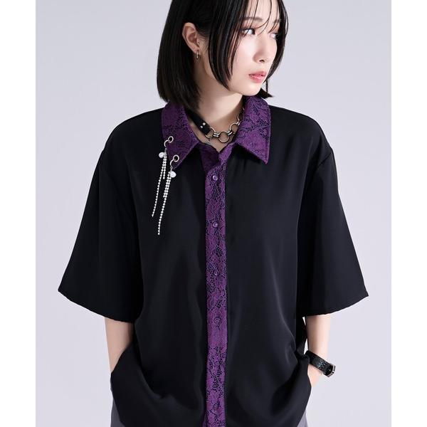 ZOZO問い合わせ番号:107959796ショップ:Ellno Loset，エルノロゼットブランド:Ellno Loset，エルノロゼット商品名:パールロングチェーンレースクレリックシャツカテゴリ:トップス>シャツ/ブラウスブランド品...