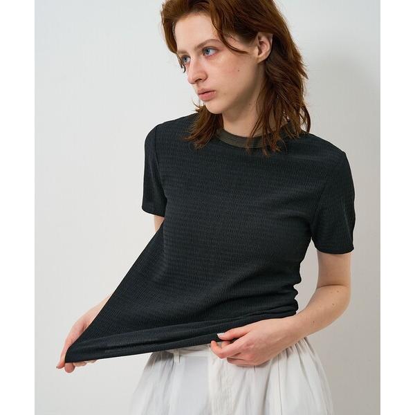 ZOZO問い合わせ番号:107995174ショップ:Abahouse Devinette，アバハウス　ドゥヴィネットブランド:NOMINE，ノミネ商品名:楊柳シボ感 リンガーTシャツ / 半袖 リブ切替 クロップド丈カテゴリ:トップス&gt...