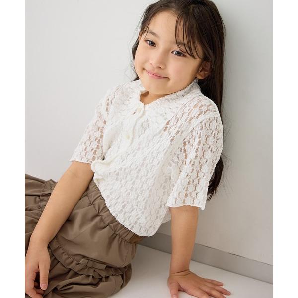 ZOZO問い合わせ番号:107995183ショップ:ROPE' PICNIC，ロぺピクニックブランド:ROPE' PICNIC，ロペピクニック商品名:【KIDS/キッズ】カットレースポロトップス/リンクコーデカテゴリ:トップス>カーデ...