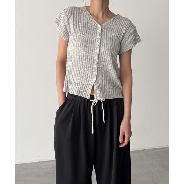 ZOZO問い合わせ番号:107996391ショップ:CANAL JEAN，キャナルジーンブランド:CANAL JEAN，キャナルジーン，El mar，エルマール商品名:El mar　リネン混リブ半袖カーディガンカテゴリ:トップス>カー...