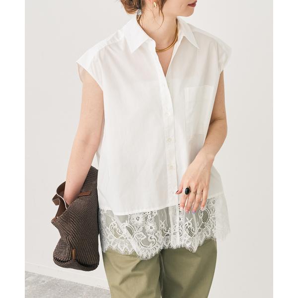 ZOZO問い合わせ番号:108000210ショップ:Spick &amp; Span，スピック アンド スパンブランド:Spick &amp; Span，スピックアンドスパン商品名:レースタイプライターフレンチシャツカテゴリ:トップス&gt...