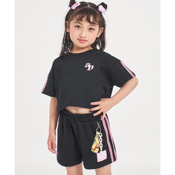 ZOZO問い合わせ番号:108035590ショップ:ANAP，アナップブランド:ANAP kids，アナップキッズ商品名:チャーム付 ラメライン入り ショートパンツ セットアップカテゴリ:トップス>アンサンブルブランド品番:428-3...