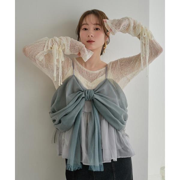 ZOZO問い合わせ番号:108036002ショップ:mideal，マイディールブランド:mideal，マイディール商品名:2way tulle ribbon tops / 2wayチュールリボントップスカテゴリ:トップス>キャミソール...
