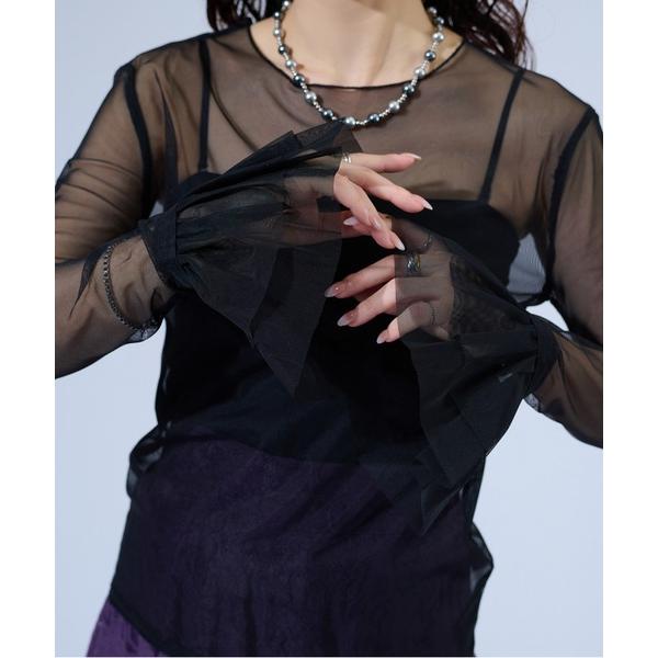ZOZO問い合わせ番号:108039084ショップ:Ellno Loset，エルノロゼットブランド:Ellno de Mavie，エルノデメヴィ商品名:ソデフリルドットアソートシアートップスカテゴリ:トップス>Tシャツ/カットソーブラ...