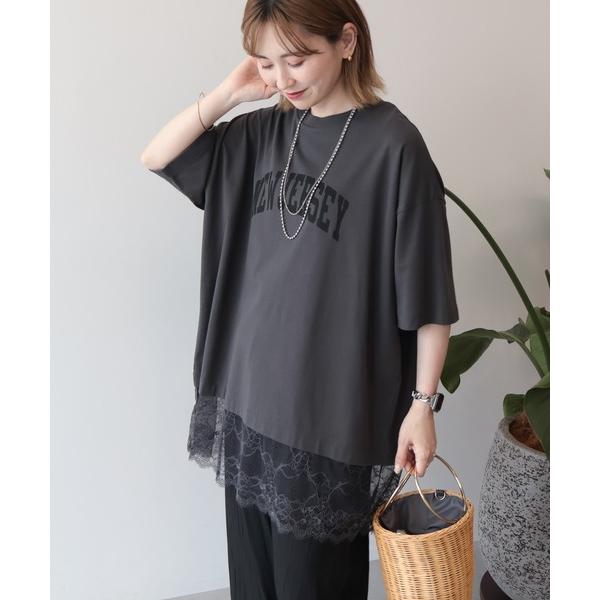 ZOZO問い合わせ番号:108076565ショップ:AMERICAN HOLIC，アメリカンホリックブランド:AMERICAN HOLIC，アメリカンホリック商品名:カレッジロゴレースドッキングTシャツカテゴリ:トップス>Tシャツ/カ...