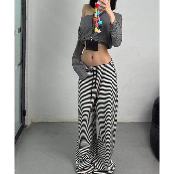 ZOZO問い合わせ番号:108113072ショップ:CERCA，チェルカブランド:HALEY PESCA，ヘーリーペスカ商品名:HALEY PESCA/アーバンスタイル・ボーダーワイドイージーパンツカテゴリ:パンツ>その他パンツブラン...