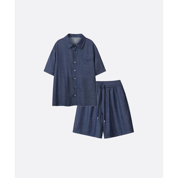 ZOZO問い合わせ番号:108113236ショップ:P L U M STORE，プラム ストアブランド:U:UME，ユーム商品名:Texture Denim Shirt Set Upカテゴリ:ジャケット/アウター>セットアップブランド...