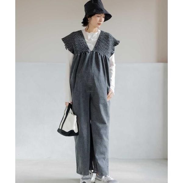 ZOZO問い合わせ番号:108114075ショップ:FELISSIMO，フェリシモブランド:フェリシモMama，フェリシモママ商品名:Ｍｏｒｅｄｄｅ　マタニティも産後も使える　授乳がしやすいシャーリングデニムサロペットカテゴリ:ママ＆ベビー...
