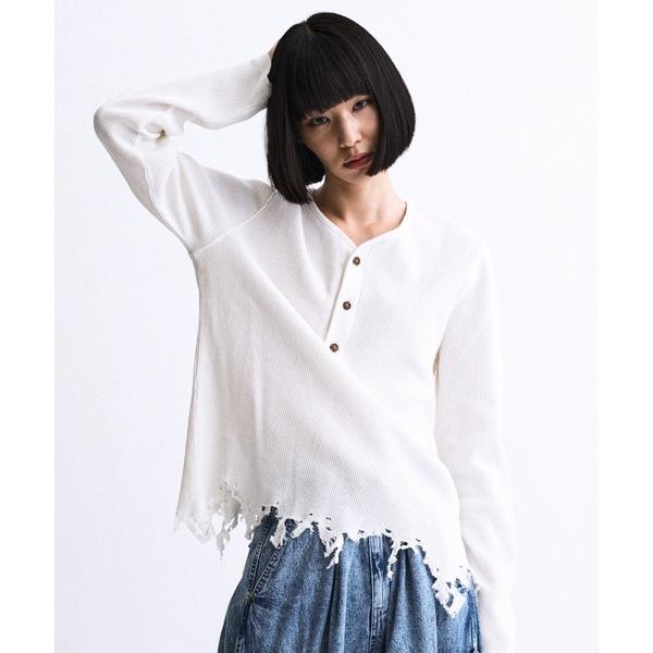 ZOZO問い合わせ番号:108154575ショップ:CJ Div.，シージェイディビジョンブランド:PHILTHEORY，フィルセオリー商品名:Distressed waffle henry neck T-shirts / ディストレストワ...