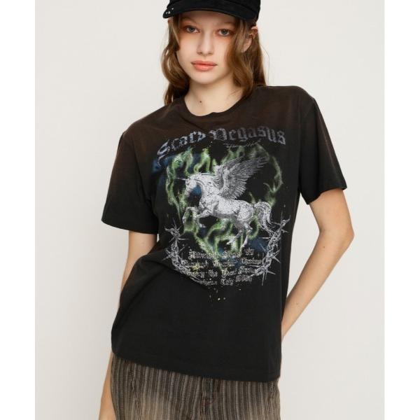 ZOZO問い合わせ番号:108191027ショップ:SLY，スライブランド:SLY，スライ商品名:VINTAGE LIKE HORSE PRINT T/SH ヴィンテージライクホースプリントTシャツ 夏服カテゴリ:トップス>Tシャツ/...