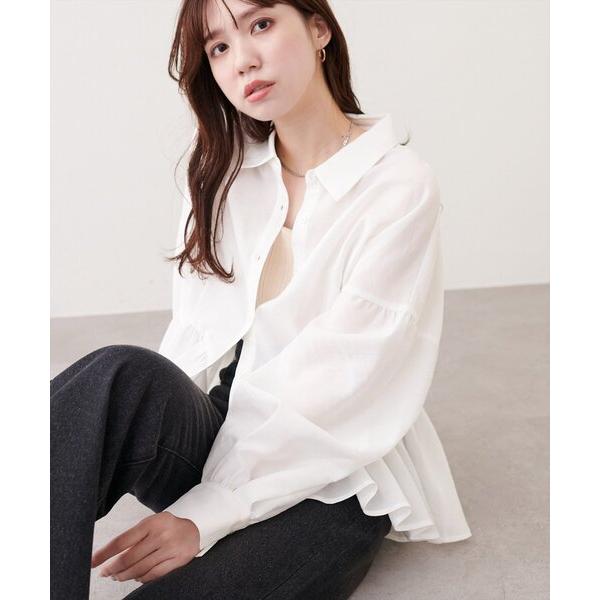 ZOZO問い合わせ番号:108195140ショップ:natural couture，ナチュラルクチュールブランド:natural couture，ナチュラルクチュール商品名:【sherbet line】接触冷感ペプラムシアーギャザーブラウス...