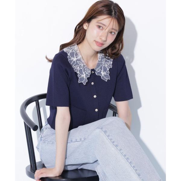 ZOZO問い合わせ番号:108274534ショップ:JILL by JILL STUART，ジル バイ ジル スチュアートブランド:JILL by JILL STUART，ジルバイジルスチュアート商品名:レース襟半袖ニットジャケットカテゴリ...