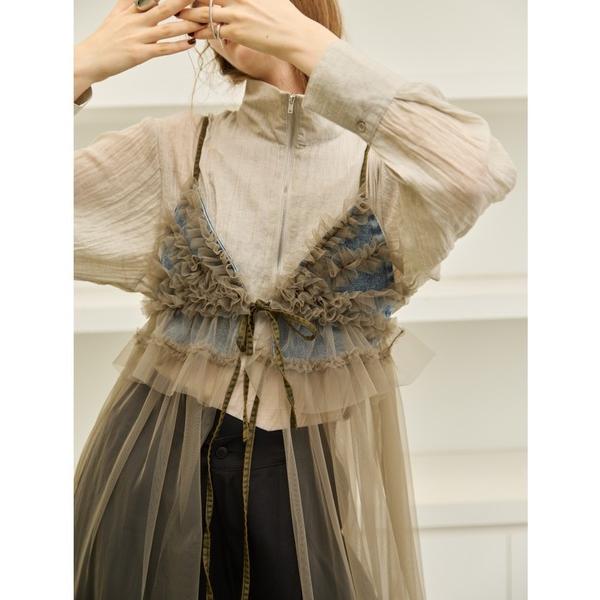 ZOZO問い合わせ番号:108275081ショップ:Avenue，アヴェニューブランド:AIC.，エーアイシー商品名:チュールフリルデニムワンピースカテゴリ:ワンピース/ドレス>ワンピースブランド品番:303262-140-004素材...