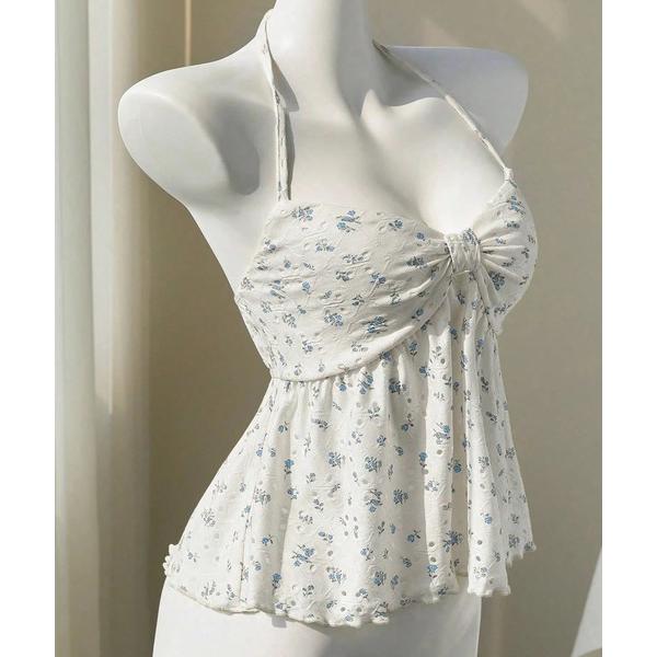 ZOZO問い合わせ番号:108275889ショップ:CERCA，チェルカブランド:HALEY PESCA，ヘーリーペスカ商品名:HALEY PESCA/アイレットフラワー刺繍 ホルターネックビスチェキャミカテゴリ:トップス>キャミソー...