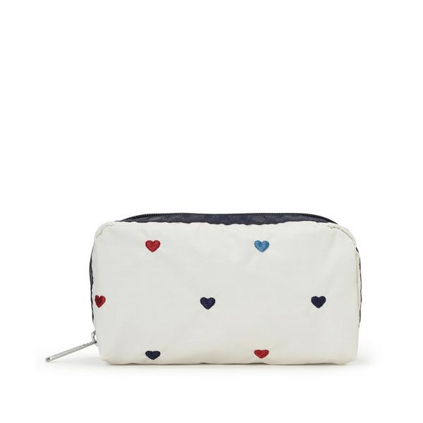 ZOZO問い合わせ番号:108280423ショップ:LeSportsac，レスポートサックブランド:LeSportsac，レスポートサック商品名:RECTANGULAR COSMETIC トリコロールハートエンブロイダリーカテゴリ:財布/小...