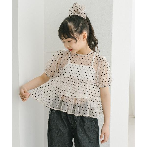 ZOZO問い合わせ番号:108310430ショップ:moredays store，モアデイズ・ストアブランド:URBAN CHERRY，アーバンチェリー商品名:【シュシュ付き】ハートドットシアーパフスリーブペプラムトップスカテゴリ:トップス...